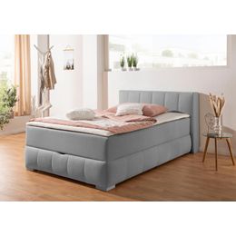 Boxbett Home Affaire "Chelles", grau, B:147cm L:225cm, Komplettbetten, Boxbett, inkl. Topper und Bettkasten