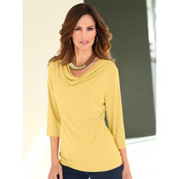 Wasserfallshirt Inspirationen "Shirt", Damen, Gr. 54, gelb (zitronengelb), 95% Viskose, 5% Elasthan, unifarben, Wasserfallausschnitt, Shirts Wasserfallshirt