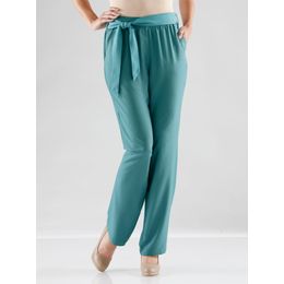 Palazzohose Classic Basics, Damen, Gr. 40, Normalgr&ouml;&szlig;en, blau (t&uuml;rkis), 100% Polyester, unifarben, lang, Hosen Palazzohose