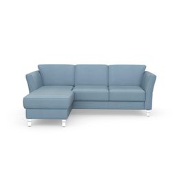 Sit & More Ecksofa SIT & MORE "Visby L-Form", blau (hellblau), B:248cm H:87cm T:162cm, Sofas, Ecksofa, wahlweise mit Bettfunktion und Bettkasten, frei im Raum stellbar