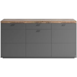 Sideboard "Lancaster", grau (grau mit eiche ribbeck cognac oberplatte komplett), B:180cm H:89,7cm T:43,8cm, SET ONE BY Musterring, Sideboards, Sideboard, In 2 Farben, mit unterschiedlichen Oberplatten ausw&auml;hlbar