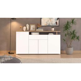 Sideboard Inosign "Aterno Kommode, Anrichte", wei&szlig; (wei&szlig;, natur), B:179,5cm H:94cm T:40cm, FSC-zertifizierter Holzwerkstoff, Sideboards, Sideboard, Breite 179,5 cm, mit Push-to-Open Funktion