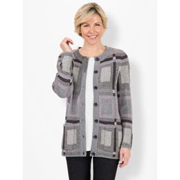 Strickjacke CLASSIC, Damen, Gr. 50, rosa (grau, ros&eacute;, gemustert), 83% Polyacryl, 13% Polyamid, 4% Polyester, gemustert, mehrfarbig, Strickjacken Strickjacke