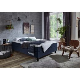 ATLANTIC HOME COLLECTION Boxbett "Happy", blau, B:120cm L:200cm, Bettgestell und seitliche Einfassung der Matratzen: Strukturstoff, 100% Polyester;Spiegelfl&auml;che der Matratze: 100% Polyester;Topper: 100% Polyurethan, Bezug (100% Polyester);Bezug Kopfkissen und Steppdecke: Microfaser (100% Polyester), waschbar bis 95C;F&uuml;llung Kopfkissen und Steppdecke: silikonisierte Hohlfaser (100% Polyester), anti-alergisch, ATLANTIC HOME