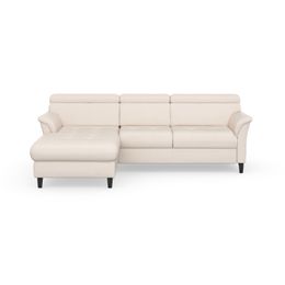 Sit & More Ecksofa SIT & MORE "Marano L-Form", beige (creme), B:257cm T:166cm, 100% Polyester, Sofas, Ecksofa, inklusive Kopfteilverstellung, wahlweise mit Bettfunktion, Bettkasten