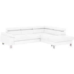 Ecksofa COTTA "Komaris L-Form, B: 249 cm", wei&szlig;, B:249cm H:72cm T:100cm, Microfaser PRIMABELLE (100% Polyester);Kunstleder SOFTLUX;Feinstruktur (100% Polyester);Kunstleder SOFTLUX/Struktur (100% Polyester);NaturLEDER, Sofas, Ecksofa, mit Kopfteilverstellung, optional Bettfunktion, Bettkasten & Licht