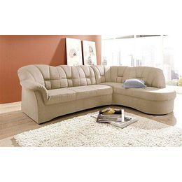 Ecksofa DOMO collection "Papenburg, zeitlose R&uuml;ckensteppung, elegante Armlehne, L-Form", beige (natur), B:241cm H:84cm T:178cm, Kunstleder SOFTLUX;Luxus-Microfaser (100% Polyester);Struktur ( 90% Polyester, 10% Polyacryl);Microfaser PRIMABELLE (100% Polyester), Sofas, Ecksofa, mit Ottomane, wahlweise mit Bettfunktion