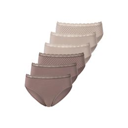 Jazz-Pants Slips Vivance, Damen, Gr. 40/42, 6 Stk., grau (taupe, beige), Single Jersey, Obermaterial: 95% Baumwolle, 5% Elasthan, gepunktet, unifarben, Unterhosen Jazz-Pants Slips, angenehm elastische Qualit&auml;t, Topseller