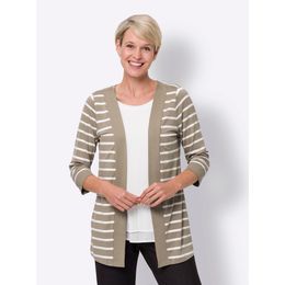 Shirtjacke Classic Basics "Shirtjacke", Damen, Gr. 54, beige (sesam, wei&szlig;, gestreift), 95% Viskose, 5% Elasthan, gemustert, mehrfarbig, Shirts Shirtjacke