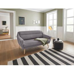 2-Sitzer OTTO HOME "Bille", grau (stone), B:167cm H:86cm T:90cm, Luxus-Microfaser weich (100% Polyester);Samtoptik (100% Polyester);Struktur (100% Polyester);Struktur fein (100% Polyester), Sofas, 2-Sitzer, mit Naht im R&uuml;ckenkissen und Eiche-Beinen, Design by Morten Georgsen