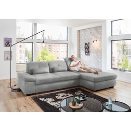 Ecksofa DIE PLANBAR "MP-IN16012 L-Form, mit Kaltschum-Polsterung", silber, B:309cm H:85cm T:195cm, 85% Polyester;15% Nylon, Sofas, Ecksofa, inkl. Sitztiefenverstellung, wahlweise mit weiteren Funktionen
