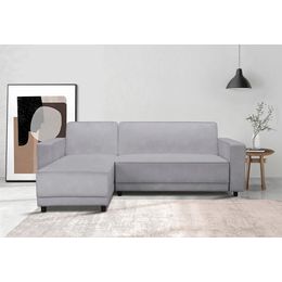 Ecksofa DOREL HOME "Allie Schlafsofa 230 cm mit Relaxfunktion in der R&uuml;ckenlehne", grau (hellgrau), B:230cm H:82cm T:154cm, 100% Polyester, Sofas, Ecksofa, Schlaffunktion (108/194,5cm), trendiger Cord o. pflegeleichter Velours