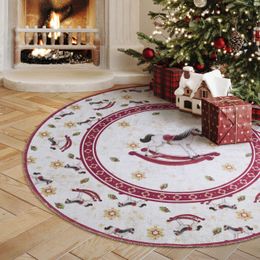 Villeroy & Boch Teppich VILLEROY & BOCH "Toy's Delight Limited Edition Santa Claus", beige (schaukelpferd), H:3mm &Oslash;:160cm, Polyester, Teppiche, Teppich, Limited Edition, Weihnachten, Wohnzimmer, Baumrock, Waschbar, Rund