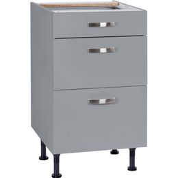 Unterschrank KOCHSTATION "KS-Cara", grau (basaltgrau, basaltgrau), B:50cm H:87cm T:58,4cm, Schr&auml;nke, Unterschrank, Breite 50 cm, mit Vollausz&uuml;gen und Soft-Close-Funktion
