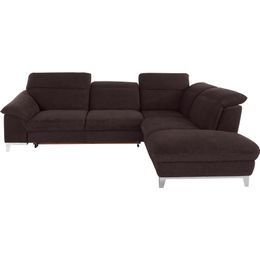 Polstergarnitur COTTA "Teresa L-Form", braun (espresso), B:293cm, Sitzm&ouml;bel-Sets, Polstergarnitur, Set bestehend aus: Ecksofa mit Kopfteilverstellung & Hocker