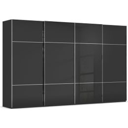 Schwebet&uuml;renschrank Rauch "Kleiderschrank Schrank Garderobe Schlafzimmerschrank SCALE-TRIO", schwarz (schwarz, glas schwarz, griffleisten chrom), B:360cm H:223cm T:68cm, Holzwerkstoff, Schr&auml;nke, Schwebet&uuml;renschrank, edle dreigeteilte Front mit 2 Zierleisten Glasfront MADE IN GERMANY