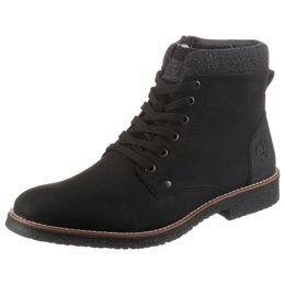 Schn&uuml;rstiefelette Rieker, Herren, Gr. 45, schwarz, Lederimitat, Schuhe Schn&uuml;rstiefelette, mit w&auml;rmendem Schurwollfutter