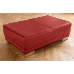 Polsterhocker 3C CANDY "Menorca", rot, B:130cm H:45cm T:80cm, Hocker, Polsterhocker, Bezug Dickleder, passend zum Ecksofa