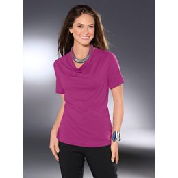 Wasserfallshirt Inspirationen "Shirt", Damen, Gr. 46, pink (fuchsia), 95% Viskose, 5% Elasthan, unifarben, Wasserfallausschnitt, Shirts Wasserfallshirt
