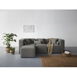 3-Sitzer Home Affaire "Sundstrup L-Form", grau (anthrazit), B:256cm H:76,5cm T:93cm, 100% Polyester, Sofas, 3-Sitzer, Modulserie, individuelle Zusammenstellung