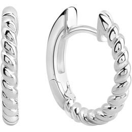 Paar Creolen Firetti "Schmuck Geschenk Silber 925 Ohrschmuck Ohrringe gedreht", silber (silberfarben), Ohrringe, Damen, 15mm, Silber 925 (Sterlingsilber), Paar Creolen