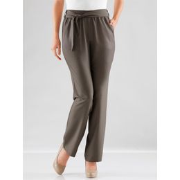 Palazzohose Classic Basics, Damen, Gr. 36, Normalgr&ouml;&szlig;en, gr&uuml;n (khaki), 100% Polyester, unifarben, lang, Hosen Palazzohose