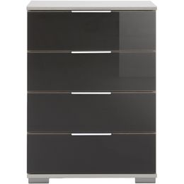 Nachtkommode wimex "Easy", wei&szlig; (wei&szlig;, grauglas), B:52cm H:74cm T:38cm, Sideboards, Nachtkommode