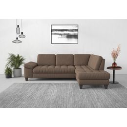 Sit & More Ecksofa SIT & MORE "Westham L-Form", braun (chocco), B:261cm H:88cm T:179cm, 100% Polyester, Sofas, Ecksofa, mit Ottomane, mit oder ohne Bettfunktion, Bettkasten, Verstellung