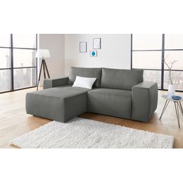 Ecksofa "LooksII kubisch, bequem, strapazierf&auml;hige Bez&uuml;ge, Breite 242cm, L-Form", grau (steel), B:242cm H:87cm T:160cm, Feinstruktur weich (100% Polyester);Struktur fein (100% Polyester), LOOKS by Wolfgang Joop, Sofas, Ecksofa, geradlinig und komfortabel