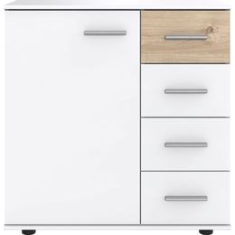 Kombikommode wimex "Budapest", wei&szlig; (wei&szlig;, hickory oak nachbildung), B:81cm H:83cm T:41cm, Holzwerkstoff, Sideboards, Kombikommode, 1-t&uuml;rig mit 4 Schubladen, 81cm breit