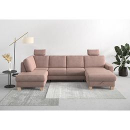Wohnlandschaft Home Affaire "Summer U-Form", rosa (altrosa), B:314cm H:91cm T:170cm, 95% Polyester, 5% Polyamid, Sofas, Wohnlandschaft, mit oder ohne Bettfunktion und Bettkasten, Cord-Bezug
