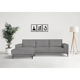 Ecksofa OTTO HOME "Polsterecke Oland, Struktur, Flachgewebe, Luxus-Microfaser, Boucle", grau, B:280cm H:85cm T:152cm, 100% Polyester, Sofas, Ecksofa, L-Form, 280 cm, Wellenunterfederung, Skandi-Design, Metallf&uuml;&szlig;e