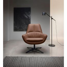 Drehsessel BETYPE "Be Organic Standard Back, Loungesessel", braun (savannah), B:81cm H:92cm T:83cm, 100% Echtleder, Sessel, Drehsessel, in elegantem Design mit Drehfunktion