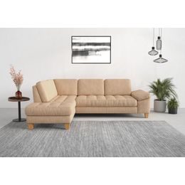 Sit & More Ecksofa SIT & MORE "Westham L-Form", braun (macciato), B:261cm H:88cm T:179cm, 100% Polyester, Sofas, Ecksofa, mit Ottomane, mit oder ohne Bettfunktion, Bettkasten, Verstellung