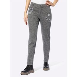 Webhose Heine, Damen, Gr. 44, Normalgr&ouml;&szlig;en, grau (anthrazit, graphit, bedruckt), 96% Baumwolle, 4% Elasthan, bedruckt, gemustert, lang, Hosen Webhose