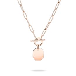 Kette mit Anh&auml;nger Liebeskind Berlin "Schmuck Edelstahl Halskette The T-Bar Plate", rosa (ros&eacute;goldfarben), Halsketten, Damen, Edelstahl, L: 45 B: 3,9mm, Kette mit Anh&auml;nger, B:3,9mm
