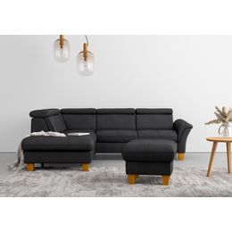 Ecksofa Home Affaire "Lindgren L-Form", grau (anthrazit), B:249cm H:84cm T:217cm, 100% Polyester, Sofas, Ecksofa, wahlweise mit TV-Funktion, Stauraum und Kopfteilverstellung