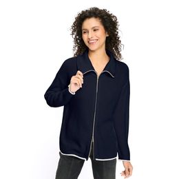 Strickjacke Heine, Damen, Gr. 38, marine, 100% Baumwolle, unifarben, Strickjacken Strickjacke