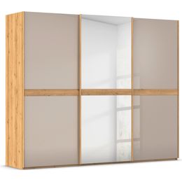 Schwebet&uuml;renschrank Rauch "Kleiderschrank Schrank Garderobe Schlafzimmerschrank SCALE-LINE", braun (asteiche, glas fango), B:271cm H:223cm T:68cm, Holzwerkstoff, Schr&auml;nke, Schwebet&uuml;renschrank, edle Optik mit Bauchbinde mit Glas/Spiegel-Front MADE IN GERMANY