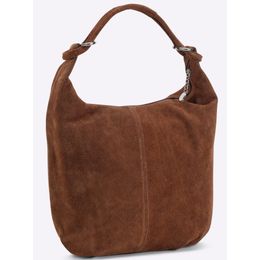 Beuteltasche Heine, Damen, Gr. B/H/T: 39cm x 49cm x 2cm, braun (cognac), Leder, unifarben, Taschen Beuteltasche