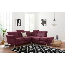 Sit & More Ecksofa SIT & MORE "Darwin L-Form", rot (bordeaux), B:249cm T:221cm, Sofas, Ecksofa, inklusive Federkern, wahlweise mit Kopfteilverstellung, Bettfunktion