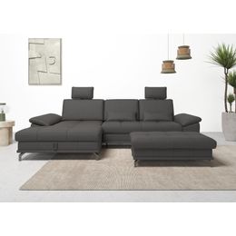 Ecksofa OTTO HOME "Costello L-Form, B: 301 cm mit Sitztiefen-, Armteilverstellung &", braun (mokka), B:301cm H:89cm T:176cm, Luxus-Microfaser (90% Polyester, 10% Polyamid);Samtoptik (100% Polyester), Sofas, Ecksofa, 3 Nierenkissen, optional Bettfunktion & Bettkasten