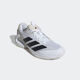 Tennisschuh adidas Performance "ADIZERO UBERSONIC 5", Herren, Gr. 42,5, schwarz-wei&szlig; (cloud wei&szlig;, core schwarz, silber metallic), Synthetik, Textil, Schuhe Tennisschuh, f&uuml;r Hartpl&auml;tze