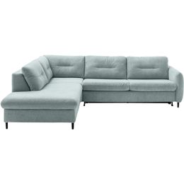 Ecksofa Home Affaire "Clevina, L-Form mit Kaltschaummatratze", sage, B:306cm H:84cm T:218cm, 100% Polyester, Sofas, Ecksofa, L&auml;ngsschl&auml;fer mit echter Dauerschl&auml;ferfunktion & flexibel stellbar