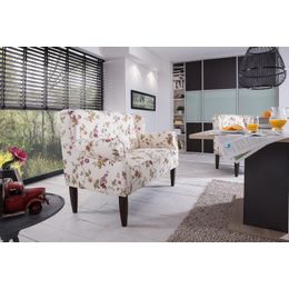 2-Sitzer Home Affaire "Moro", bunt (gebl&uuml;mt), B:142cm H:99cm T:73cm, Luxus-Microfaser LUGANO (100% Polyester);Druckstoff Blume (50% Polyester, 50% Baumwolle);Microfaser in Antiklederoptik (100% Polyester), Sofas, 2-Sitzer