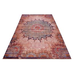 Teppich Wecon Home "Rooftop", blau, B:140cm H:6mm L:200cm, Baumwolle, Teppiche, Teppich, Vintage, Baumwolle, Kurzflor, Wohnzimmer, Schlafzimmer, Orient