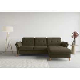 Sit & More Ecksofa SIT & MORE "G&ouml;teborg", gr&uuml;n (khaki), B:268cm H:90cm T:176cm, Sofas, Ecksofa, Sitztiefenverstellung und Federkern, wahlweise mit Bettfunktion