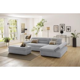 Ecksofa Home Affaire "Avesa L-Form", grau (hellgrau), B:300cm H:80cm T:172cm, 95% Polyester, 5% Polyacryl, Sofas, Ecksofa, Wahlweise mit Armteilvertsellung und Bettfunktion, B/T/H: 300/172/80cm