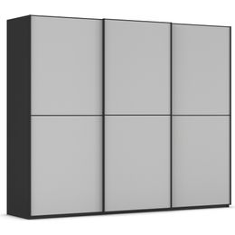 Schwebet&uuml;renschrank Rauch "Kleiderschrank Schrank Garderobe Schlafzimmerschrank SCALE-DUO", grau (schwarz, glas seidengrau matt, griffleisten schwarz), B:271cm H:223cm T:68cm, Holzwerkstoff, Schr&auml;nke, Schwebet&uuml;renschrank, edle zweigeteilte T&uuml;ren Glas-Front mit 3 Zierleisten MADE IN GERMANY