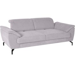 Sit & More 2,5-Sitzer SIT & MORE "Percy", silber, B:207cm H:80cm T:112cm, Sofas, 2 5-Sitzer, 15 cm Fu&szlig;h&ouml;he, Sitztiefenverstellung, wahlweise Kopfteilverstellung